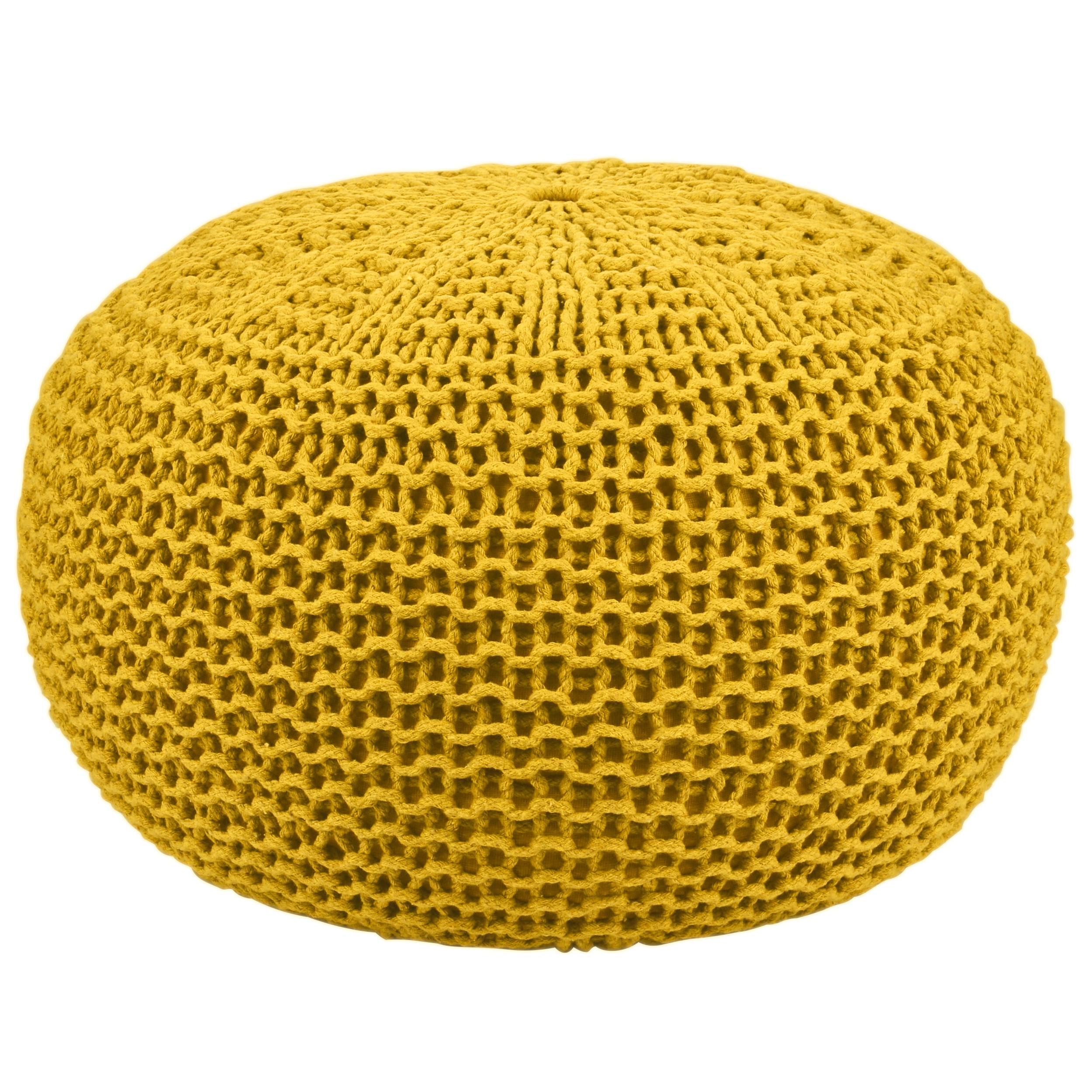 Pouf tricot Elsa jaune moutarde : découvrez les poufs tricots Elsa ...